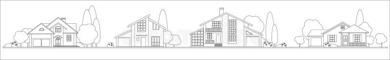 Colorful Houses in a Row - Seamless Border Stock Vector - Illustration ...