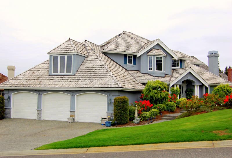 House stock photo. Image of trees, garage, house, roof - 2375396