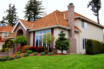House stock photo. Image of trees, garage, house, roof - 2375396