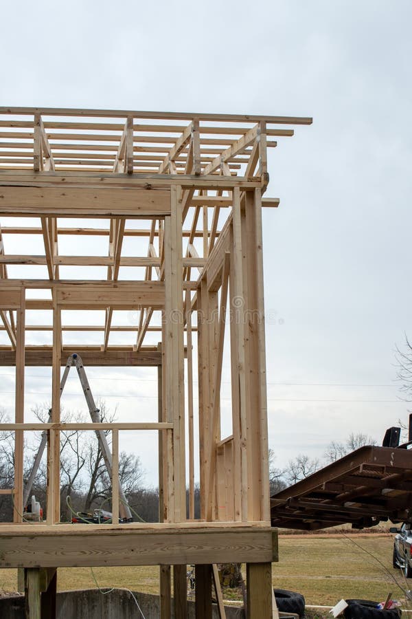 House Addition Framed and Progressing Stock Photo - Image of background ...