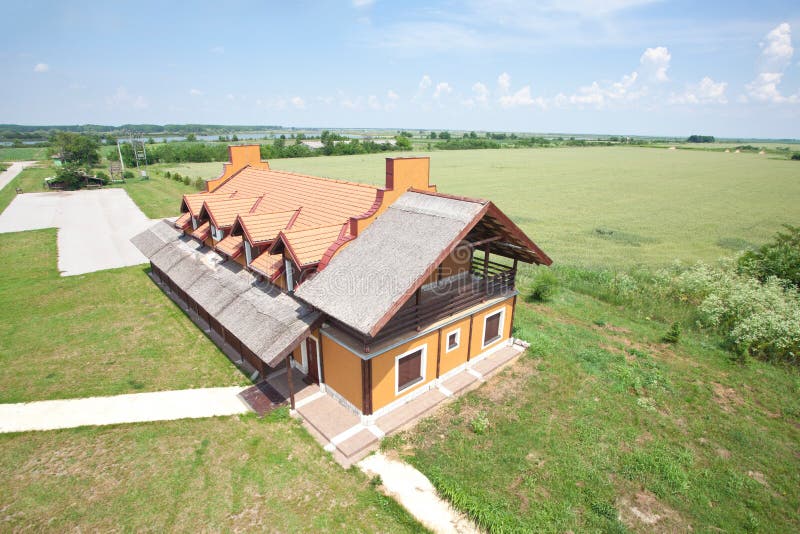 The Farm House with Green Grass Stock Image - Image of crop, field: 5346107