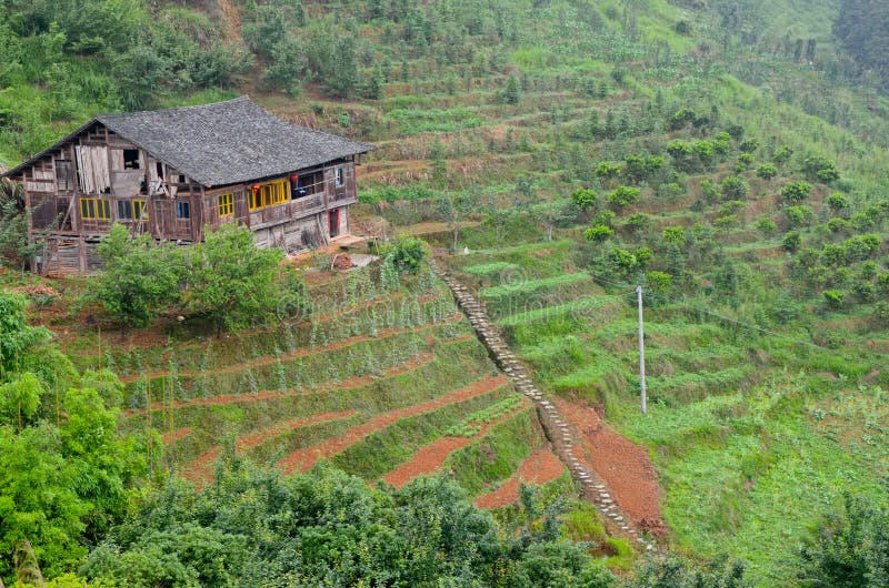 House at a Agriculture Hill Slope Stock Photo - Image of farm, color ...
