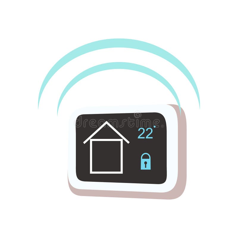 House Alarm with Touchscreen Semi Flat Color Vector Object Stock ...