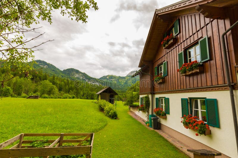 Alpine House and Mountain Forest Stock Photo - Image of italy ...