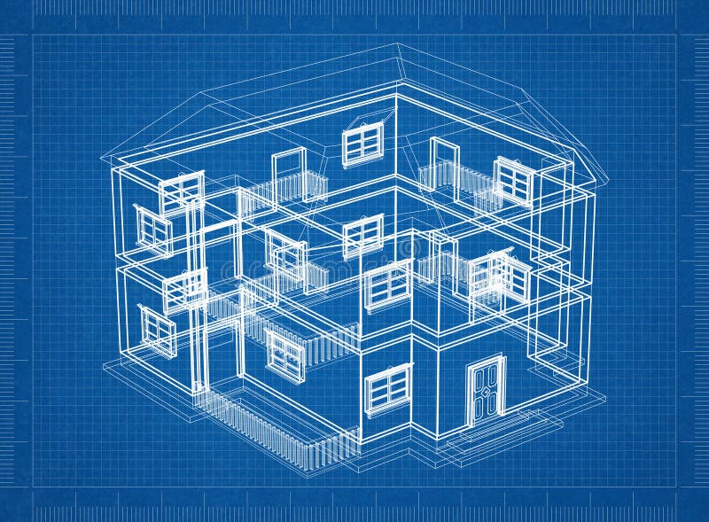 House Architect Design Blueprint Stock Illustration - Illustration of ...
