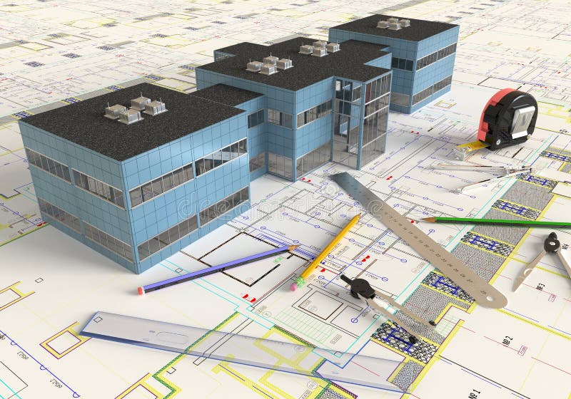 House Architectural Drawing and Layout Stock Image - Image of ...