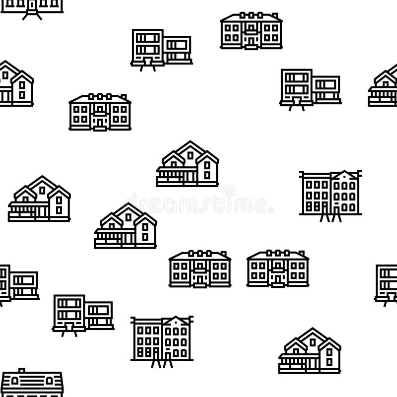 House Architectural Exterior Vector Seamless Pattern Stock Vector ...