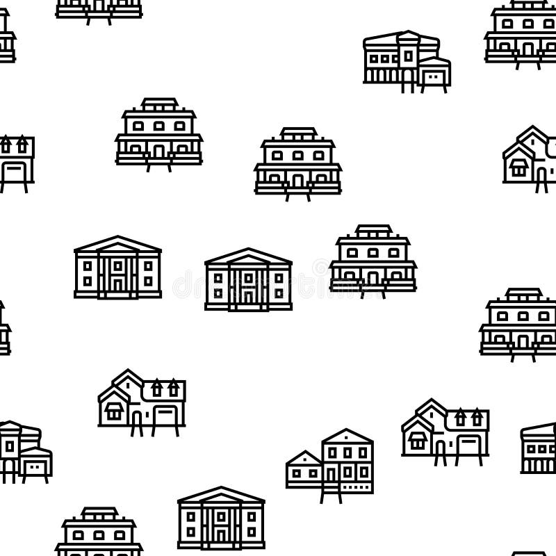 House Architectural Exterior Vector Seamless Pattern Stock Vector ...
