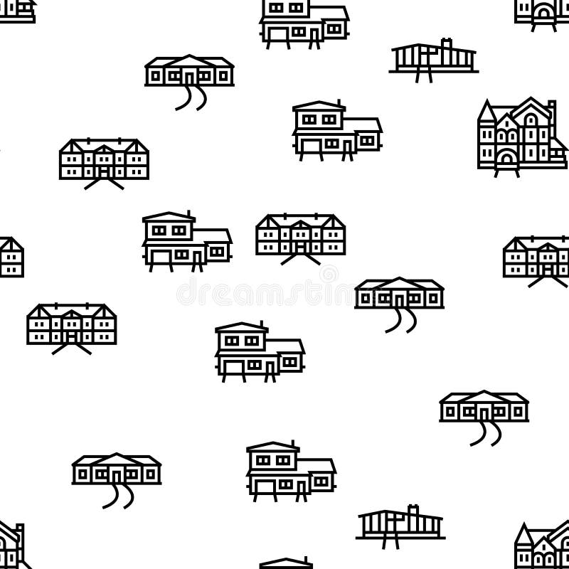 House Architectural Exterior Vector Seamless Pattern Stock Vector ...