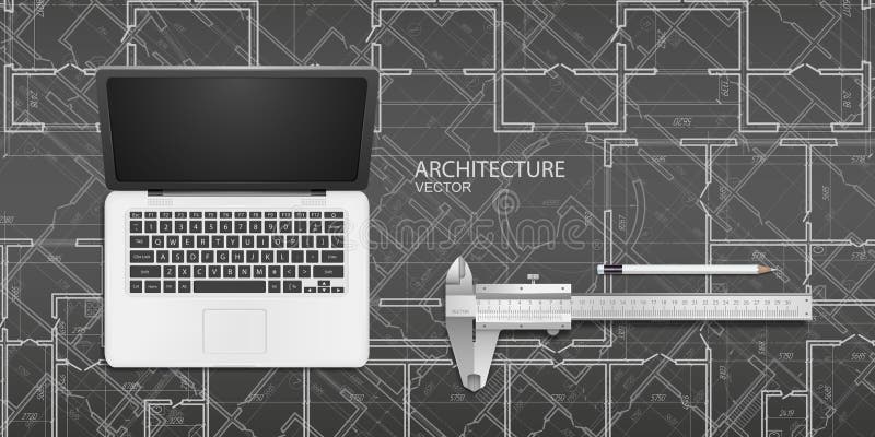 House Plan Project .Architect Engineer Laptop .Technical Drawing ...