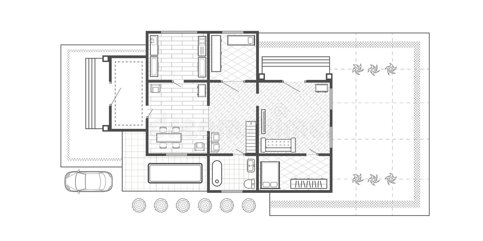 Architectural Technical Drawing of the House.Design Engineer Workplace ...