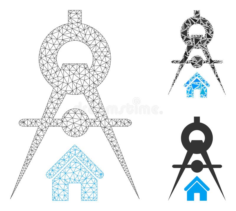 House Architecture Vector Mesh 2D Model and Triangle Mosaic Icon Stock ...