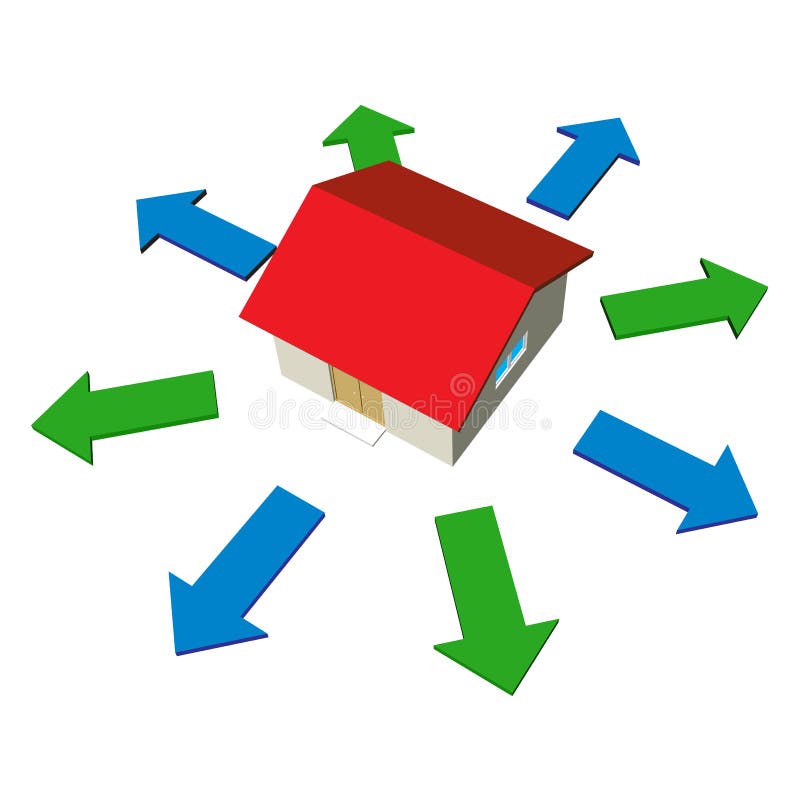 House with arrows stock vector. Illustration of view, message - 8237541