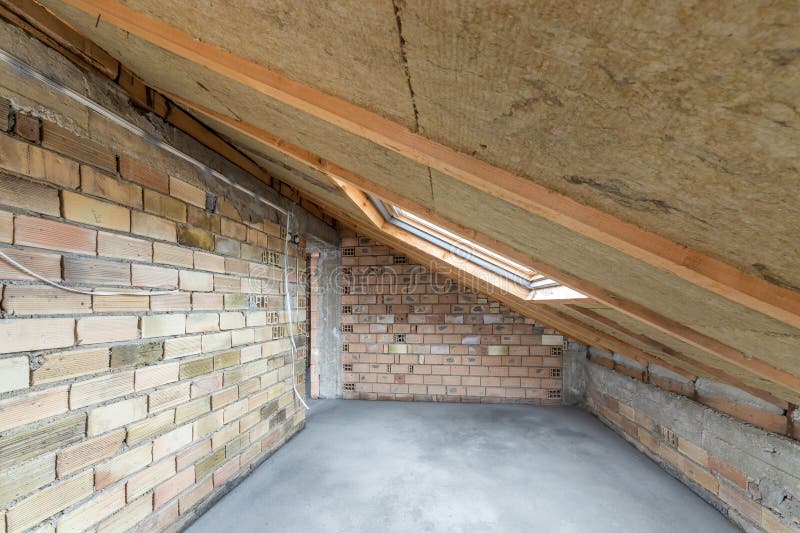 House Attic Under Construction. Mansard Stock Image - Image of rebuild ...