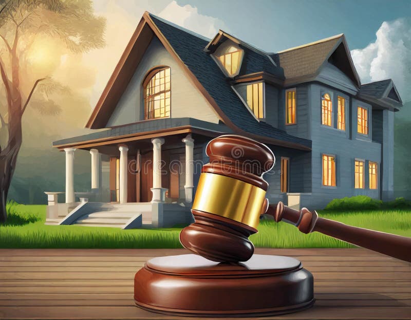 Modern House Auction Concept with Gavel Stock Illustration ...