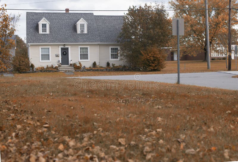 House in autumn stock photo. Image of landscaped, shade - 101833322