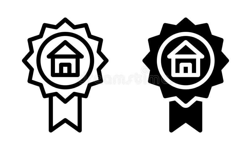 House Badge Icon with Outline and Glyph Style. Stock Vector ...