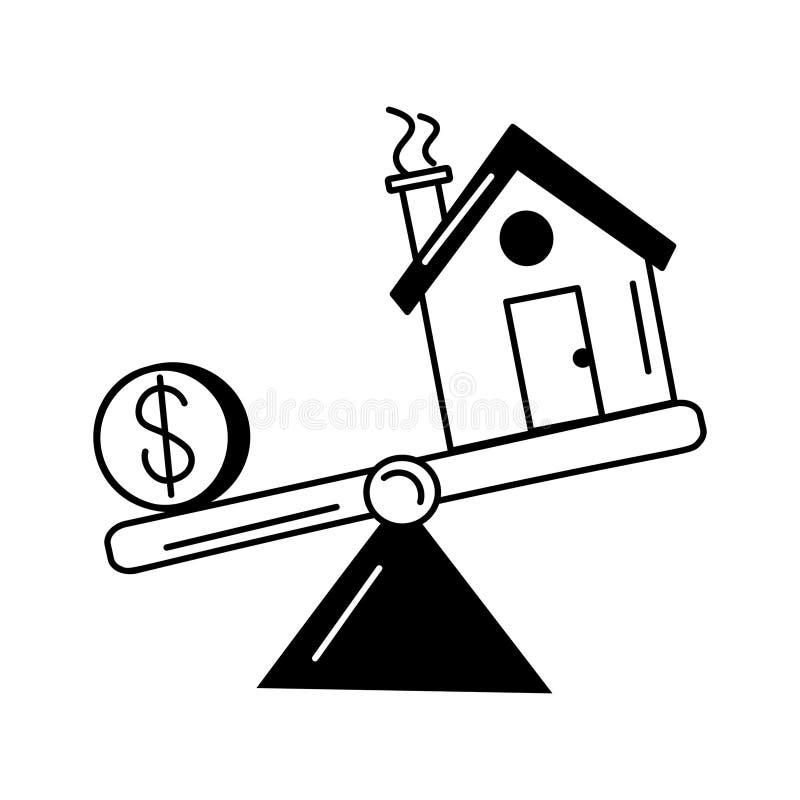 House Balanced on a Scale, Representing Property Value or Pricing Stock ...