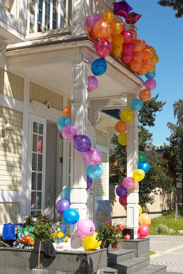 The house with balloons #5 stock image. Image of colours - 3166773
