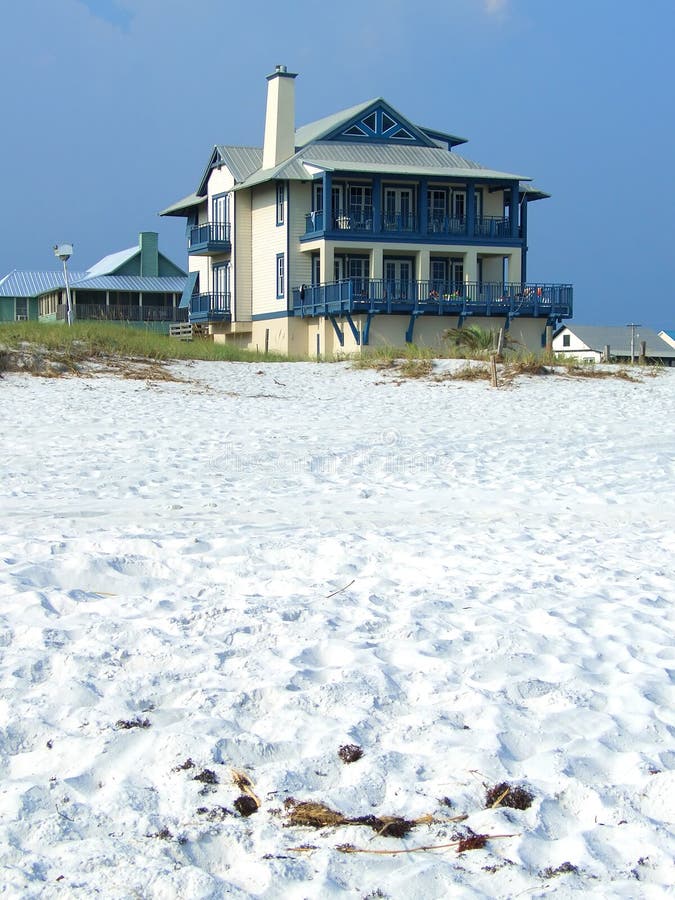 Beautiful Beach House on Shore Stock Photo - Image of house, white ...