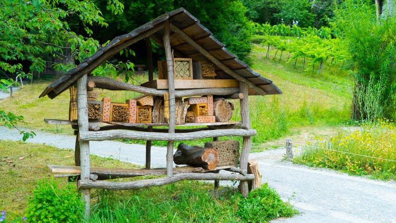 House for Bees from Tree Branches. Stock Photo - Image of stem ...