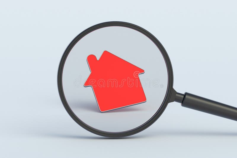 House Behind Magnifying Glass. Stock Illustration - Illustration of ...