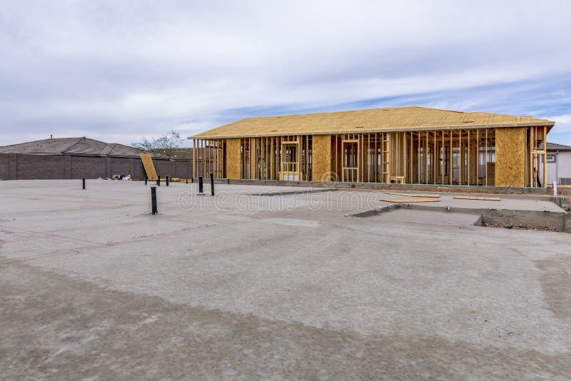 Overall View of a House Under Construction Stock Photo - Image of floor ...