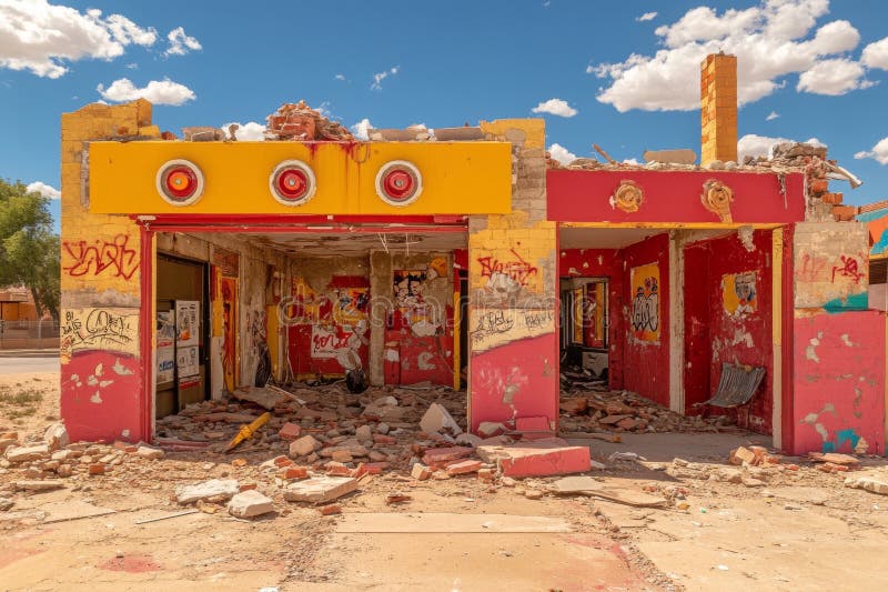 A House is Being Torn Down by an Excavator with a Hydraulic Crusher at ...