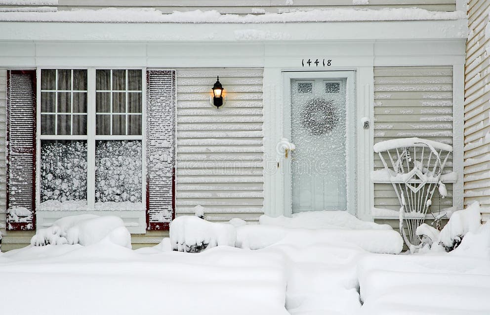 House during Big Snowstorm stock image. Image of heavy - 964969