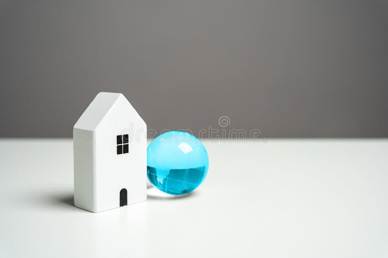 House and Blue Globe. Internet Access Concept Stock Photo - Image of ...