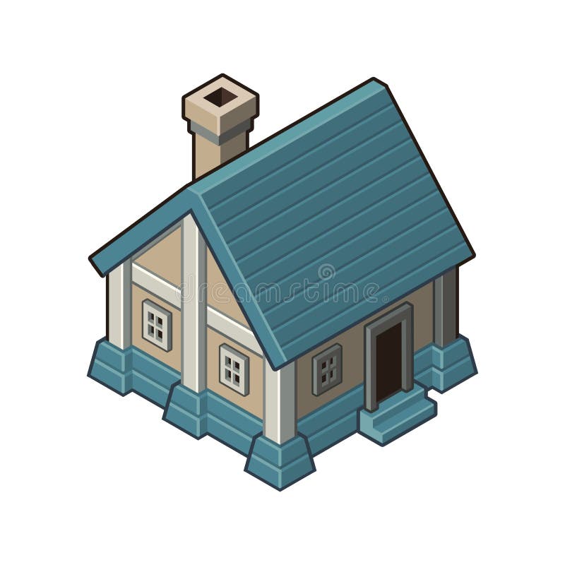 House with blue roof stock vector. Illustration of construction - 35488109