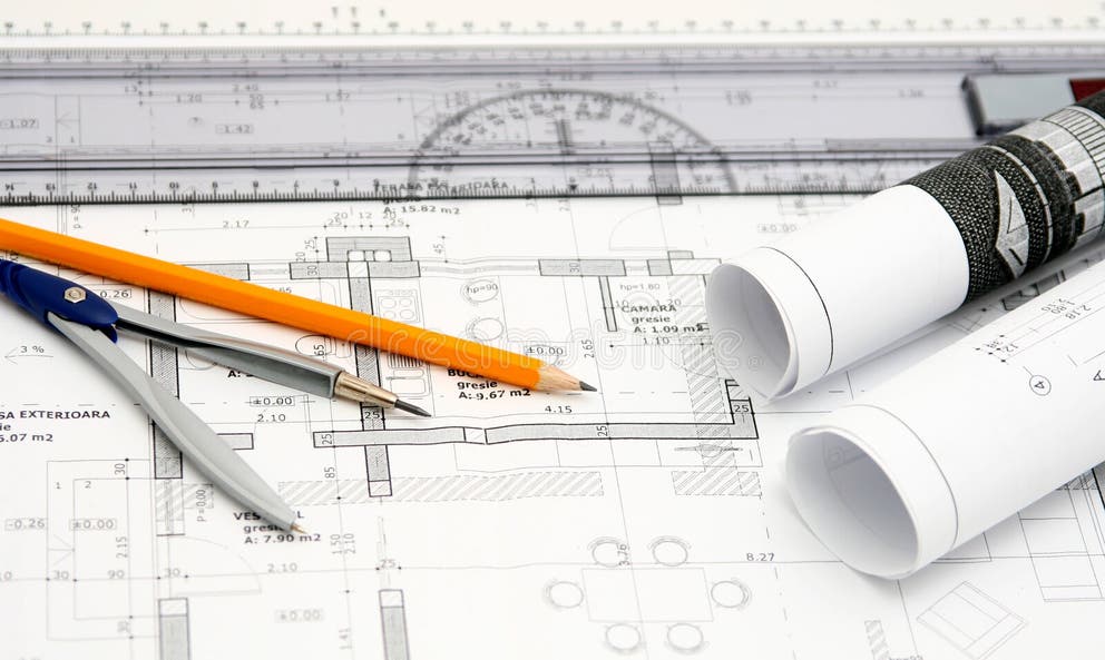 House blueprint draft stock image. Image of pencil, silver - 18270167