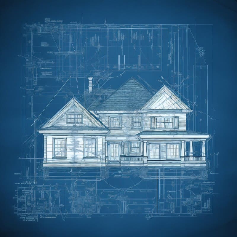 House Blueprint Resting on a Background of Blueprints. Generative AI ...