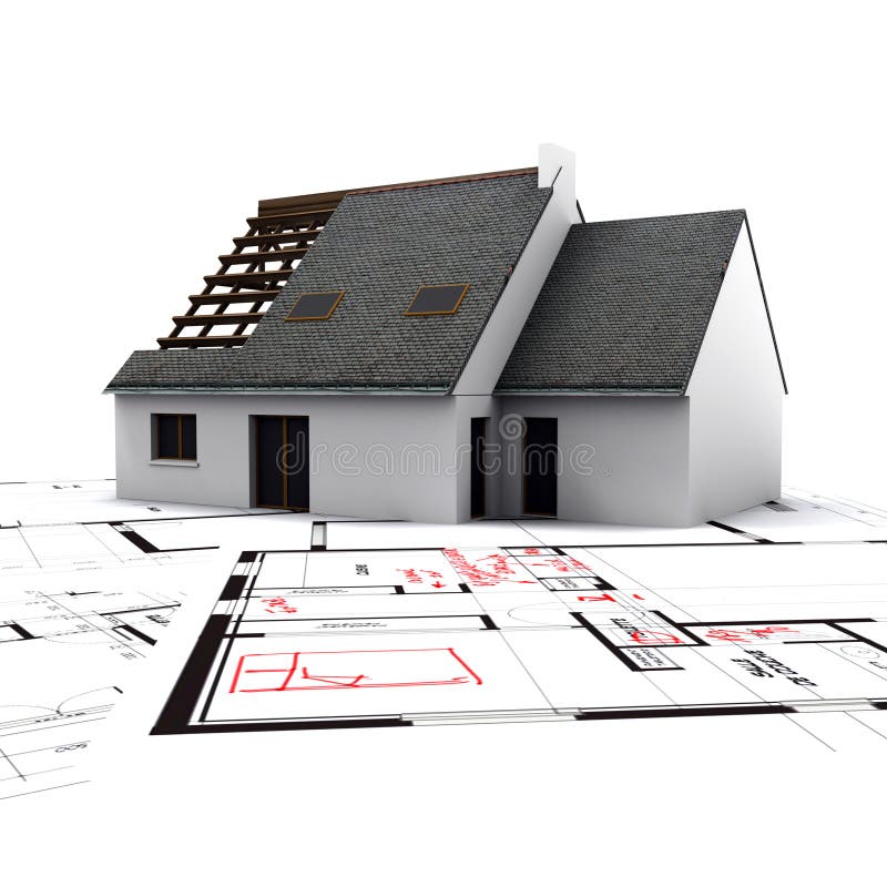 Roof Structure on Top of Blueprints Stock Illustration - Illustration ...