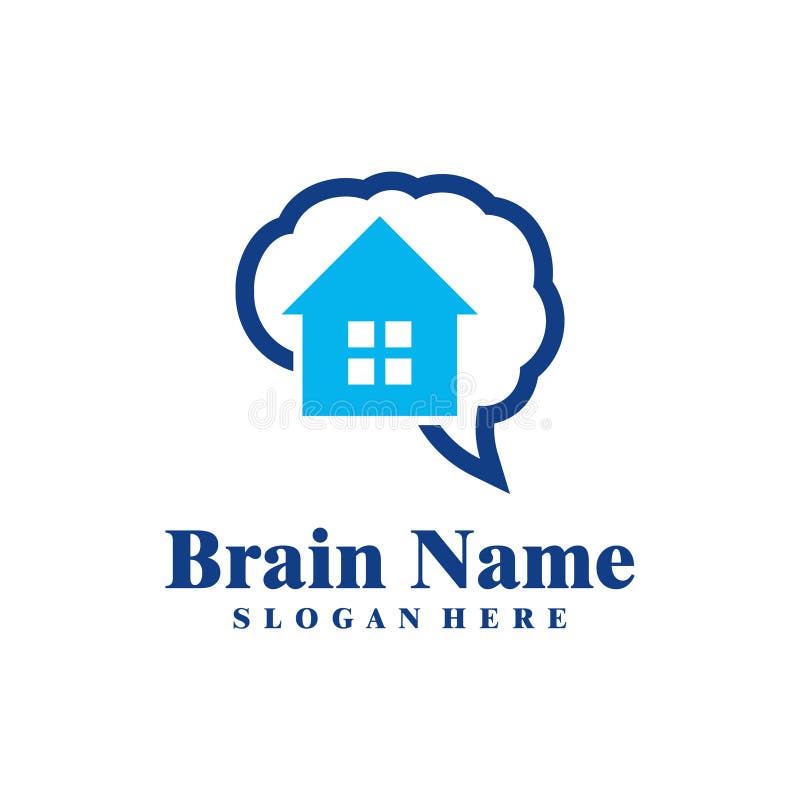House Brain Logo Design Vector. Creative Brain with House Logo Concepts ...