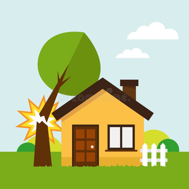 House and broken tree stock vector. Illustration of roof - 69807200