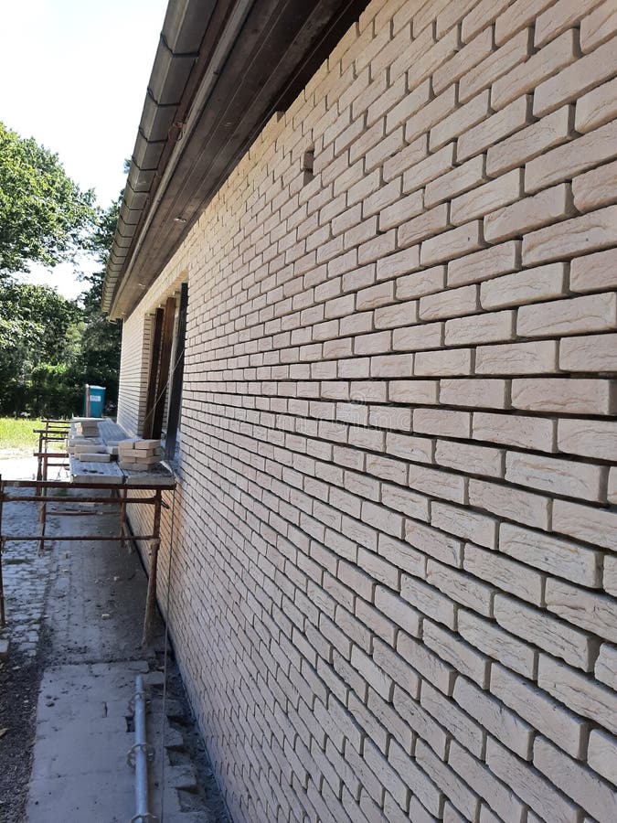 House Building Clean Brick Facade Clean Masonry Stock Photo - Image of ...