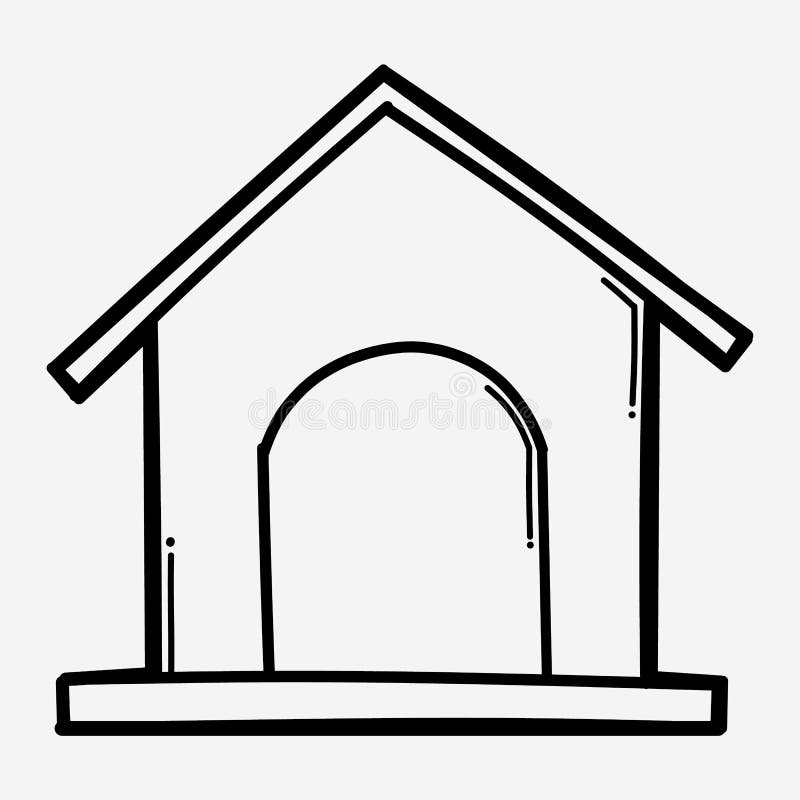 House Building Doodle Vector Icon. Drawing Sketch Illustration Hand ...