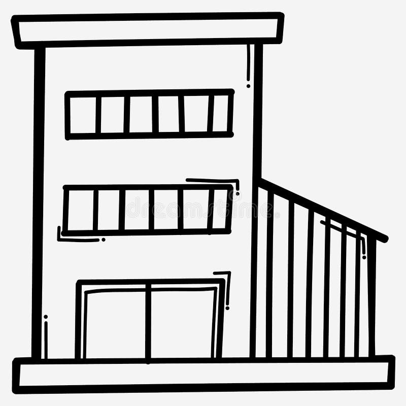 House Building Doodle Vector Icon. Drawing Sketch Illustration Hand ...
