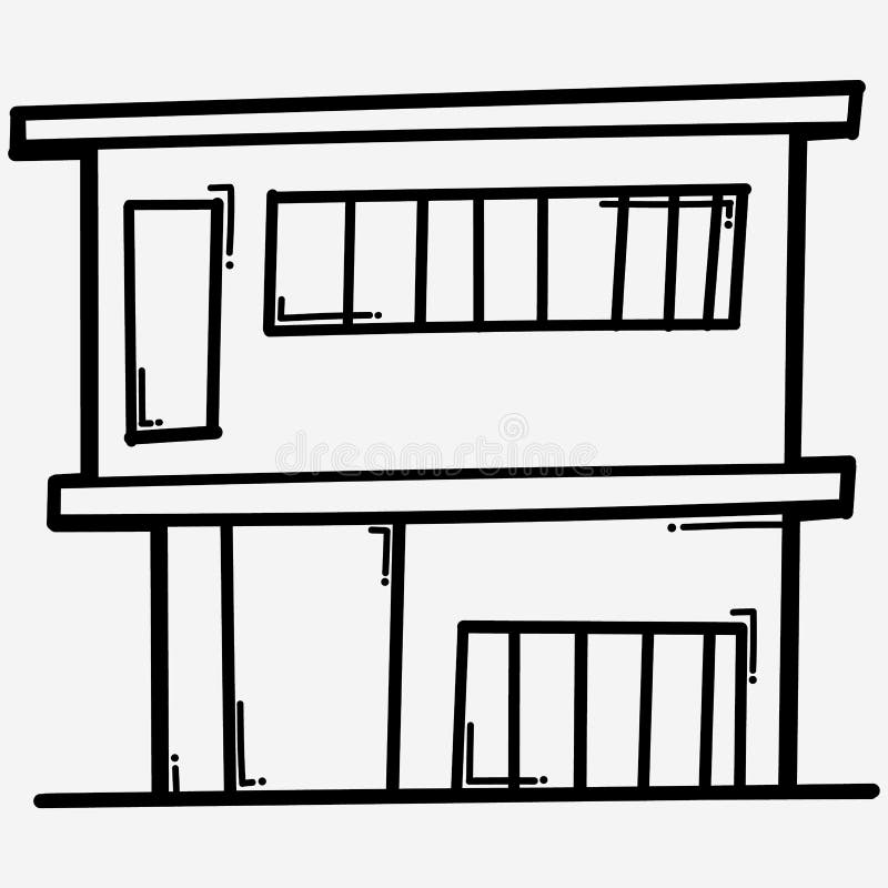 House Building Doodle Vector Icon. Drawing Sketch Illustration Hand ...