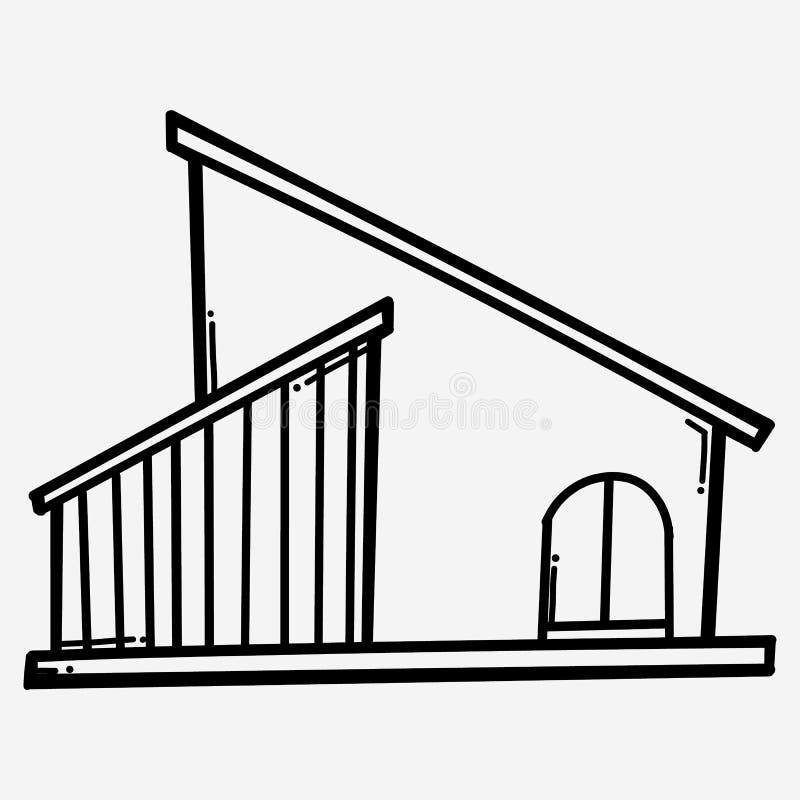 House Building Doodle Vector Icon. Drawing Sketch Illustration Hand ...