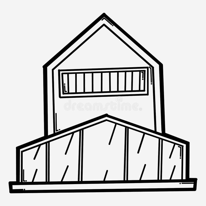 House Building Doodle Vector Icon. Drawing Sketch Illustration Hand ...