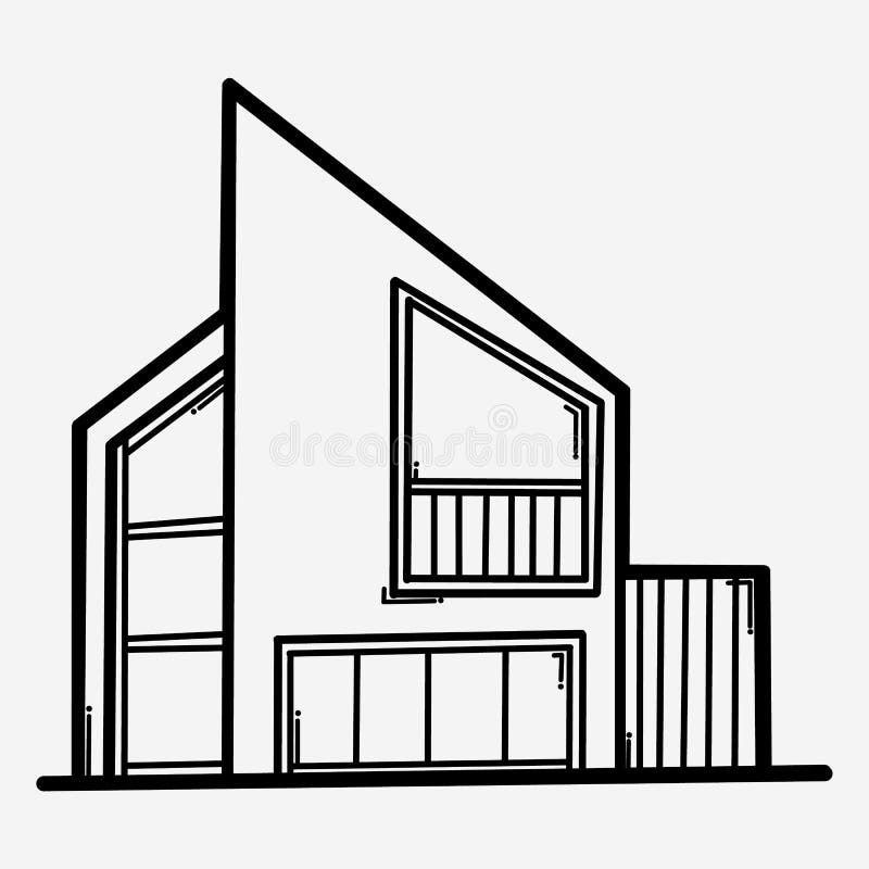 House Building Doodle Vector Icon. Drawing Sketch Illustration Hand ...