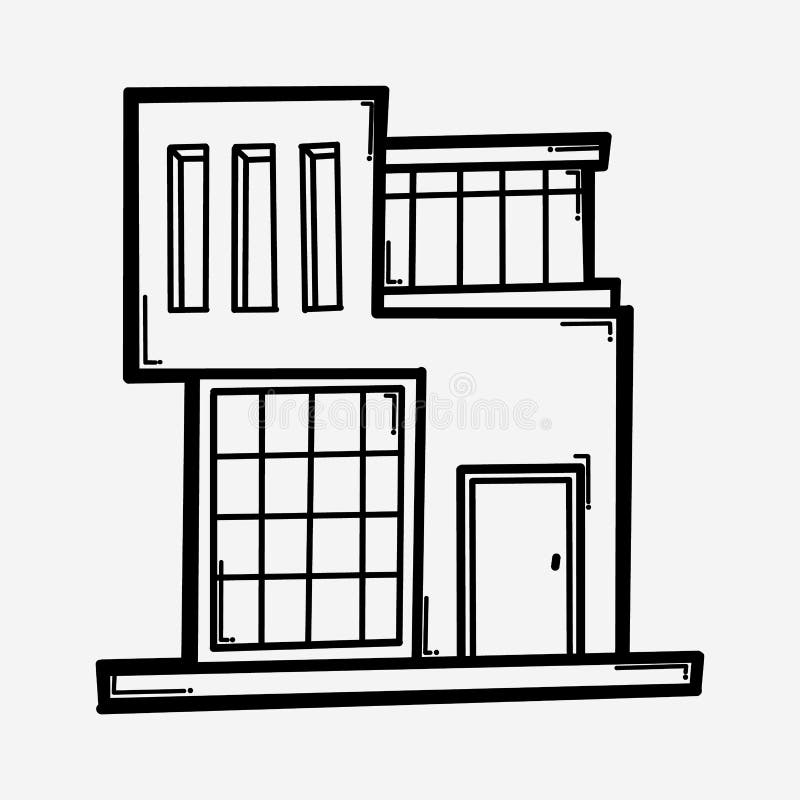 House Building Doodle Vector Icon. Drawing Sketch Illustration Hand ...