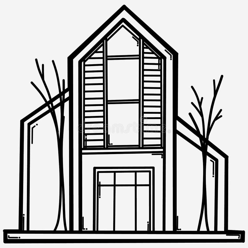House Building Doodle Vector Icon. Drawing Sketch Illustration Hand ...