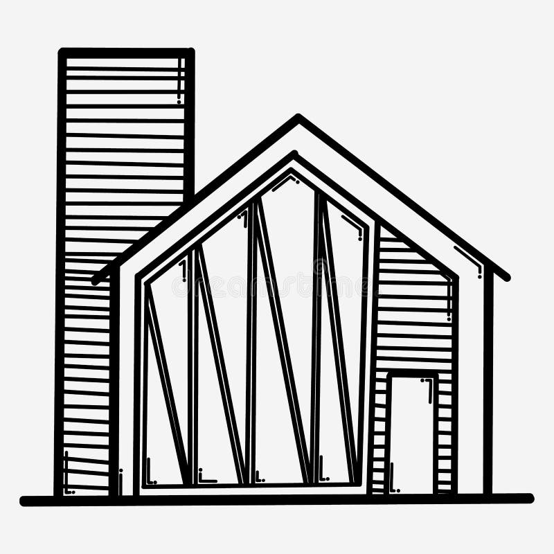 House Building Doodle Vector Icon. Drawing Sketch Illustration Hand ...