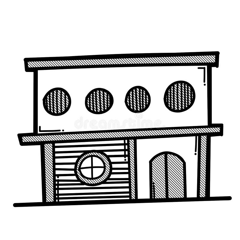 House Building Doodle Vector Icon. Drawing Sketch Illustration Hand ...