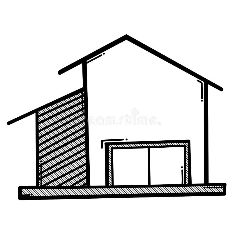 House Building Doodle Vector Icon. Drawing Sketch Illustration Hand ...
