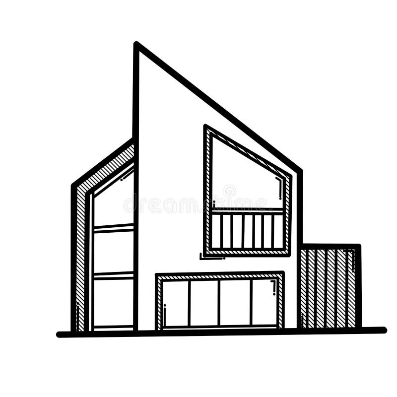 House Building Doodle Vector Icon. Drawing Sketch Illustration Hand ...