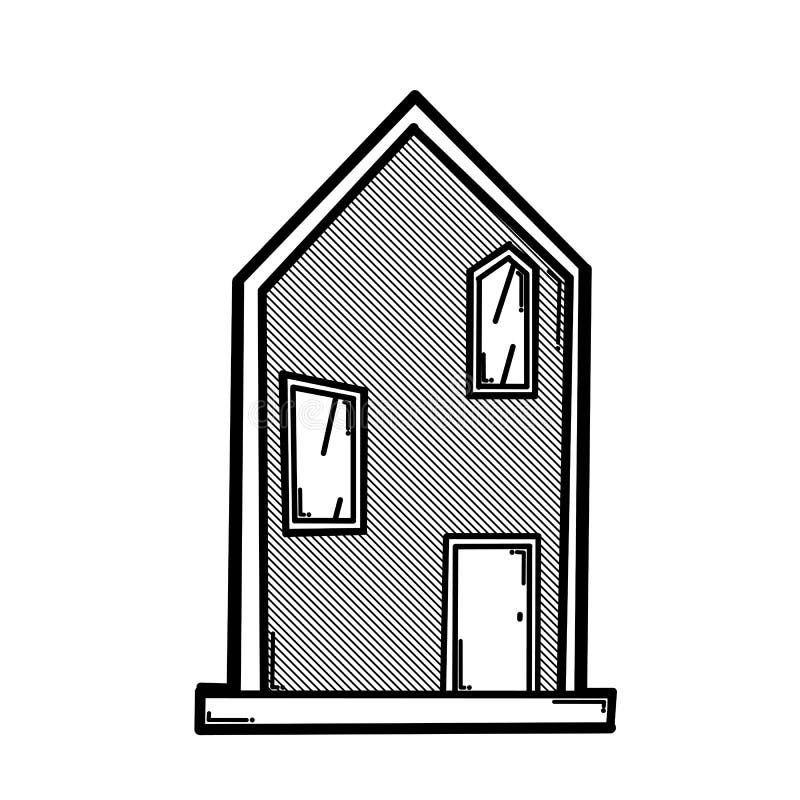 House Building Doodle Vector Icon. Drawing Sketch Illustration Hand ...